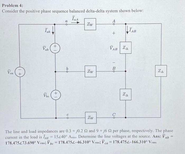 Solved Problem 4: Consider the positive phase sequence | Chegg.com Solved Problem 4: Consider the positive phase sequence | Chegg.com