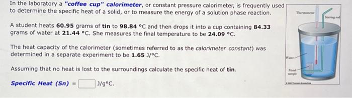 Solved In the laboratory a "coffee cup" calorimeter, or | Chegg.com