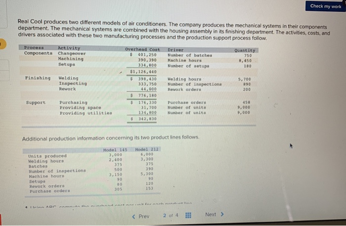 Solved Check my work Real Cool produces two different models | Chegg.com