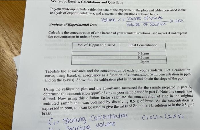 Solved Write-up, Results, Calculations and Questions In your | Chegg.com