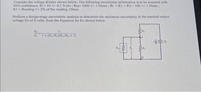 Solved Consider the voltage divider shown below. The | Chegg.com