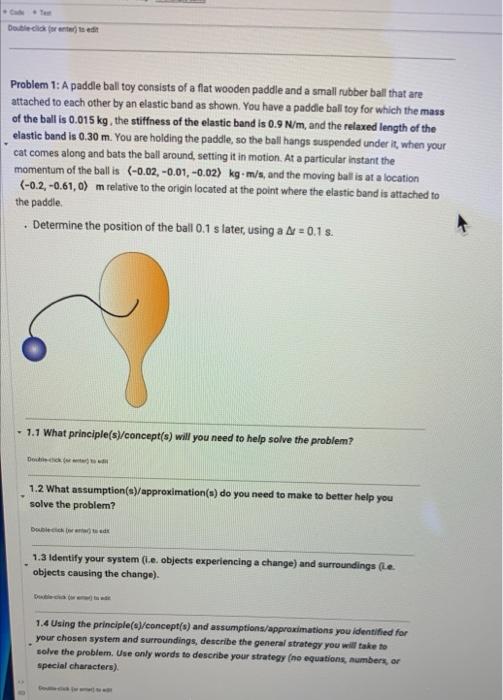 Solved Problem 1: A padde tall toy consiats of a fat wocden | Chegg.com