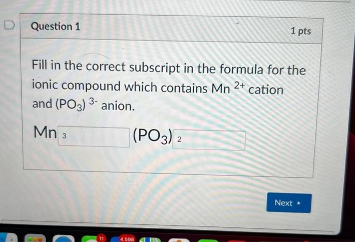 Fill In The Correct Subscript In The Formula For The