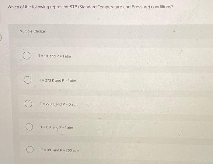Solved Which of the following represent STP (Standard | Chegg.com