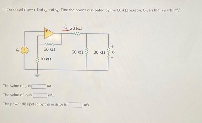 Solved In the circuit shown, find ix and Vo. Find the power | Chegg.com