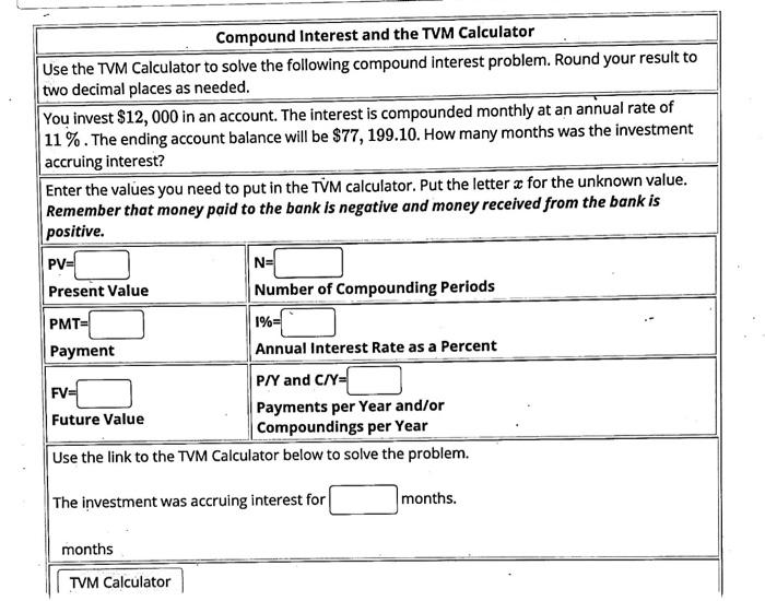 Solved Use the link to the TVM Calculator below to solve the | Chegg.com