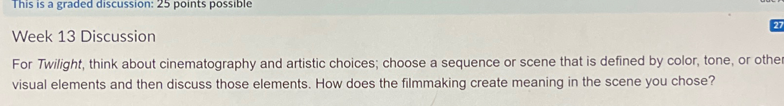 Solved For Twilight, think about cinematography and artistic | Chegg.com
