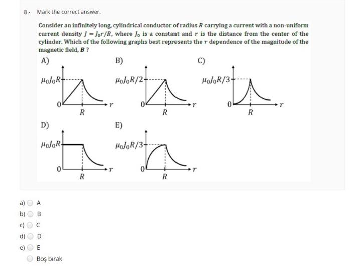 Solved 8 Mark the correct answer. Consider an infinitely | Chegg.com