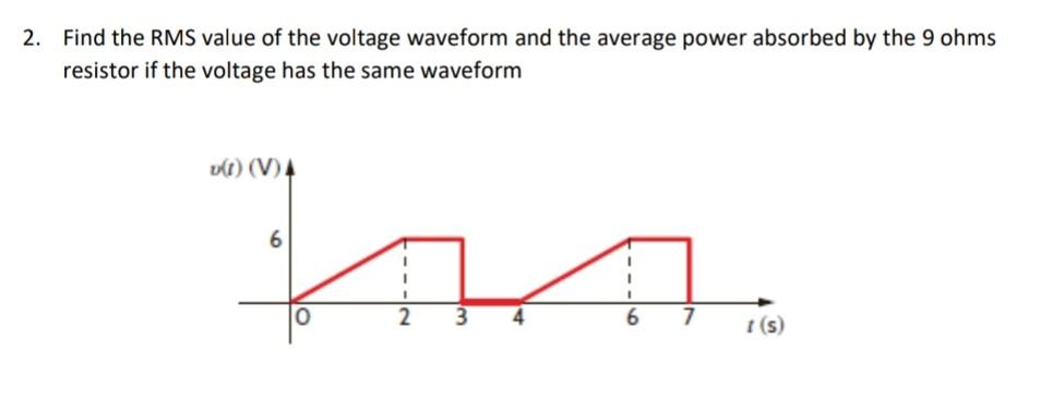 Solved 2. Find the RMS value of the voltage waveform and the | Chegg.com