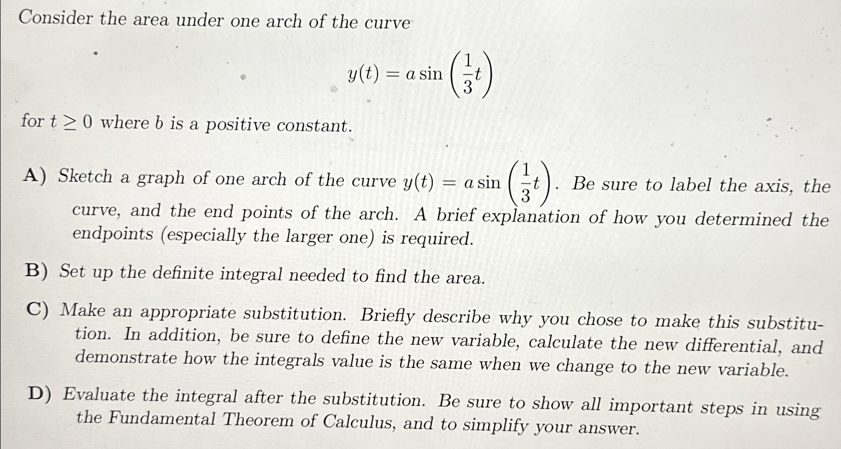 Solved Consider the area under one arch of the | Chegg.com