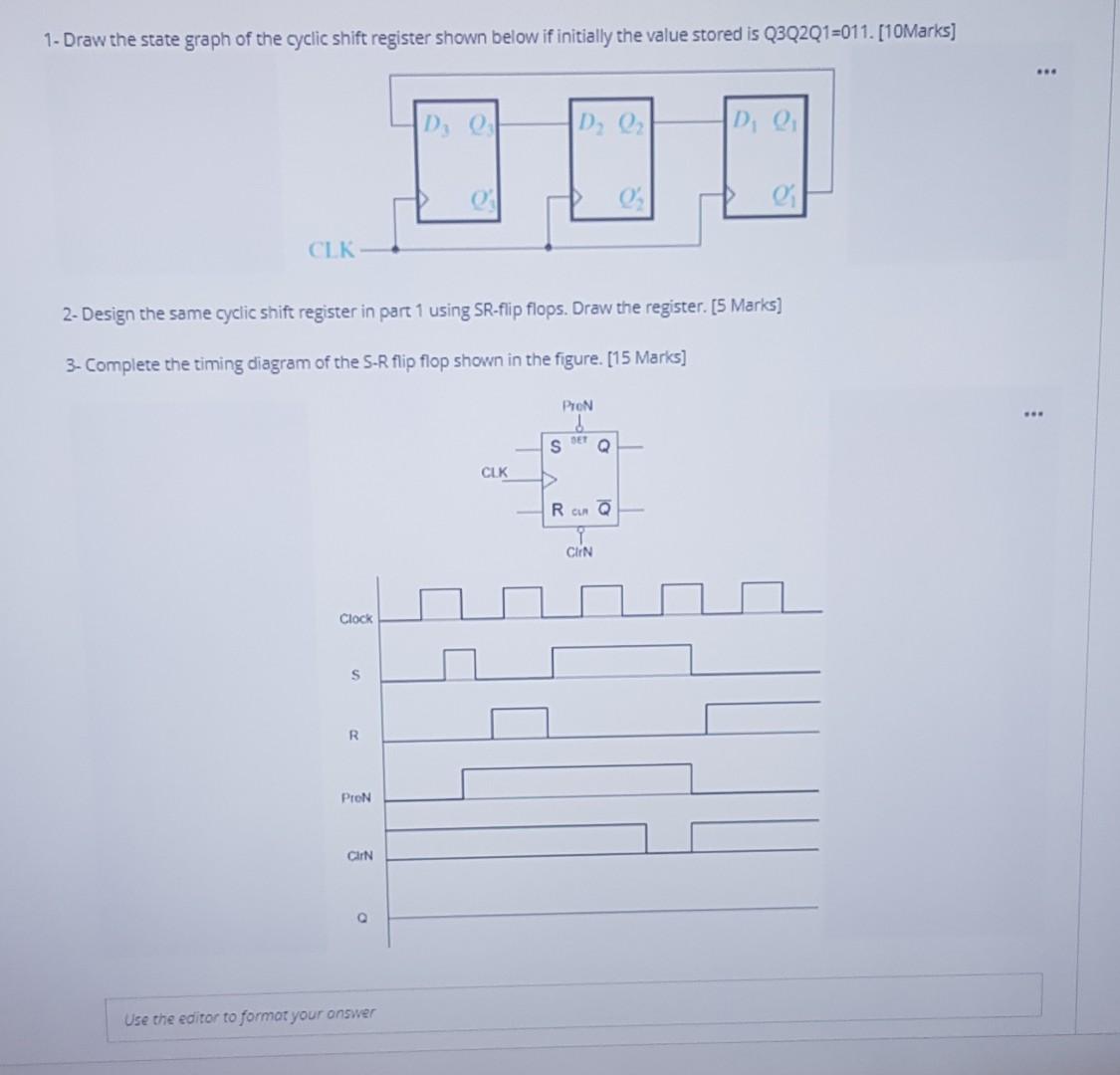 Solved 1- Draw the state graph of the cyclic shift register | Chegg.com
