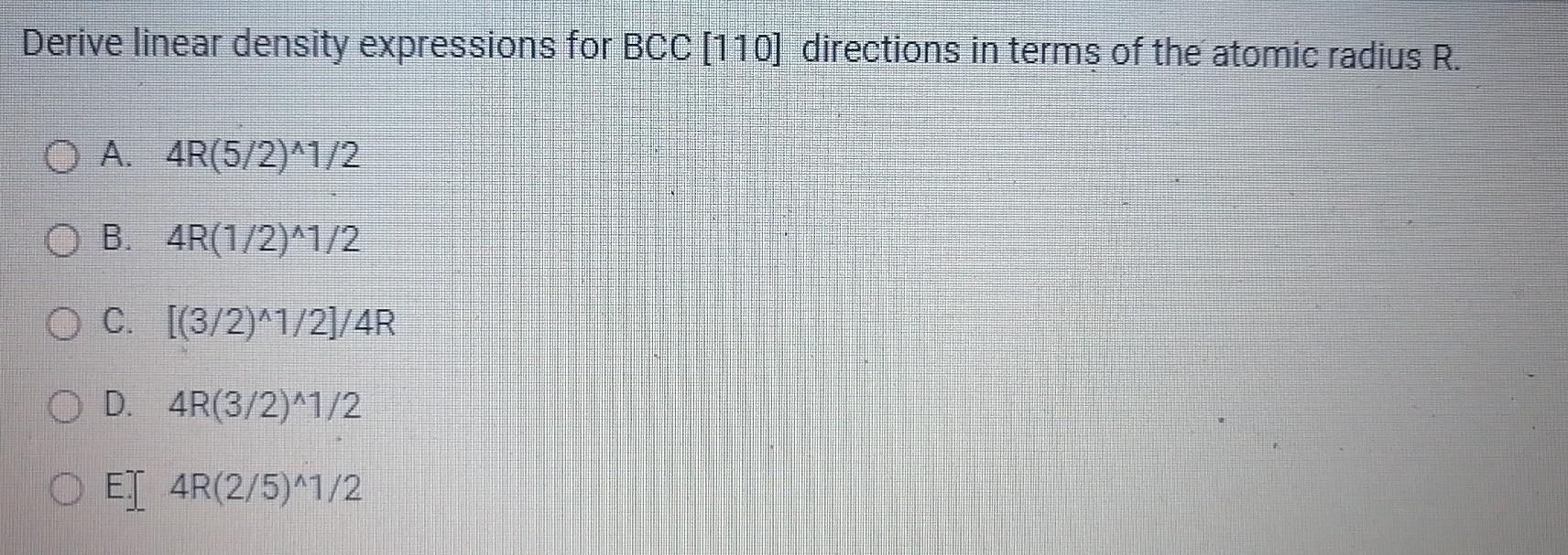 Solved Derive linear density expressions for BCC [110] | Chegg.com