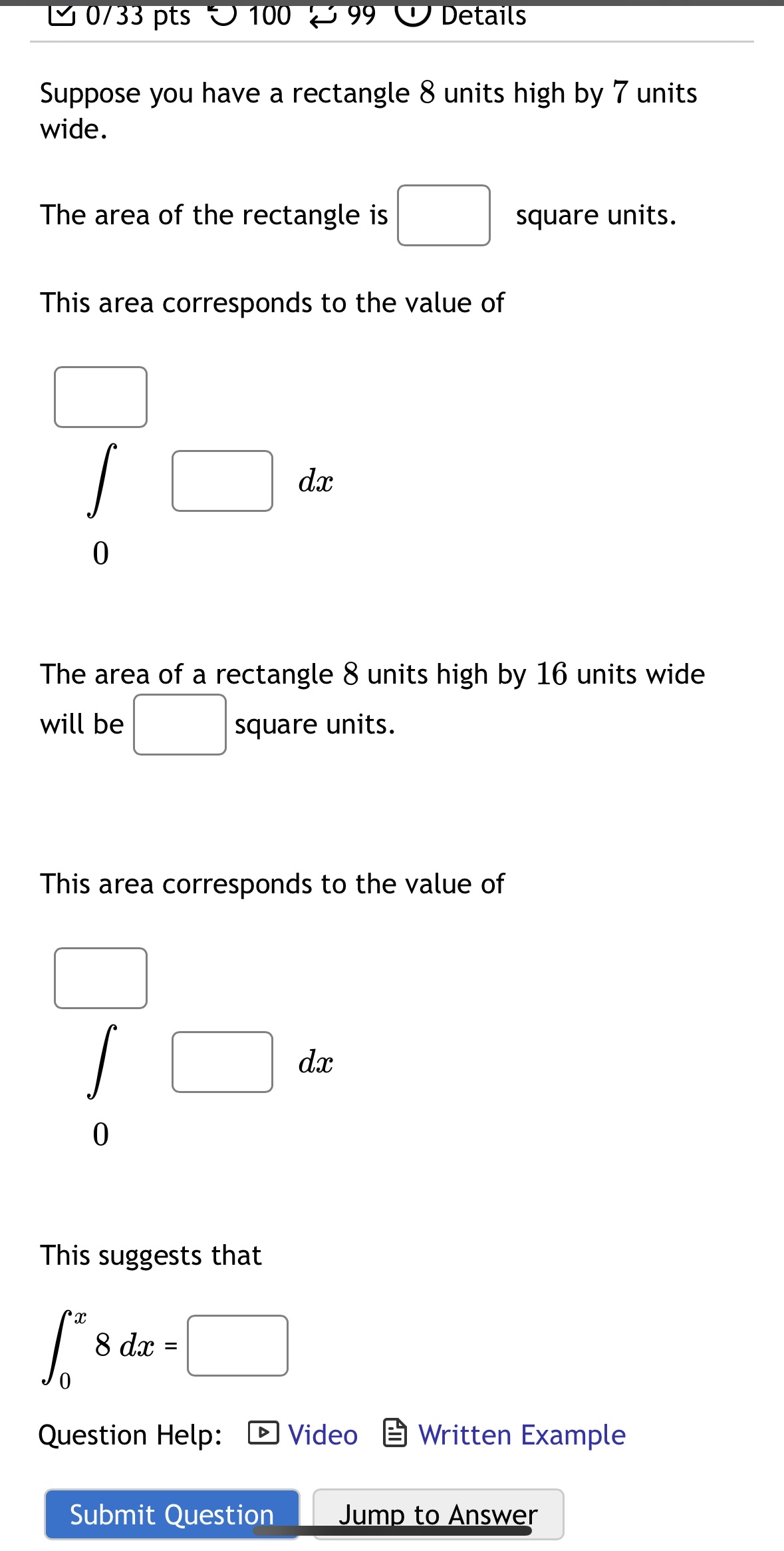 Solved Suppose you have a rectangle 8 ﻿units high by 7 | Chegg.com