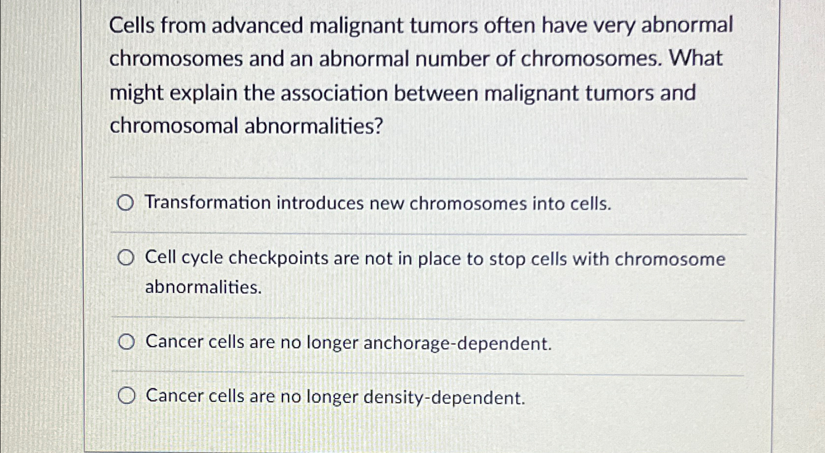 Solved Cells from advanced malignant tumors often have very | Chegg.com
