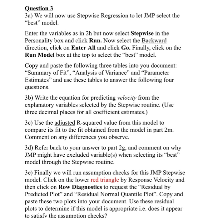 Solved Question 3 3a) We will now use Stepwise Regression to | Chegg.com