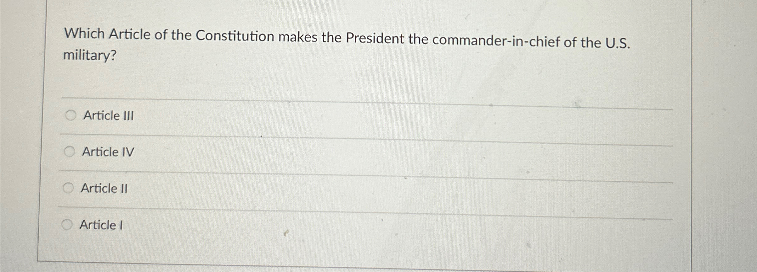 Solved Which Article of the Constitution makes the President | Chegg.com