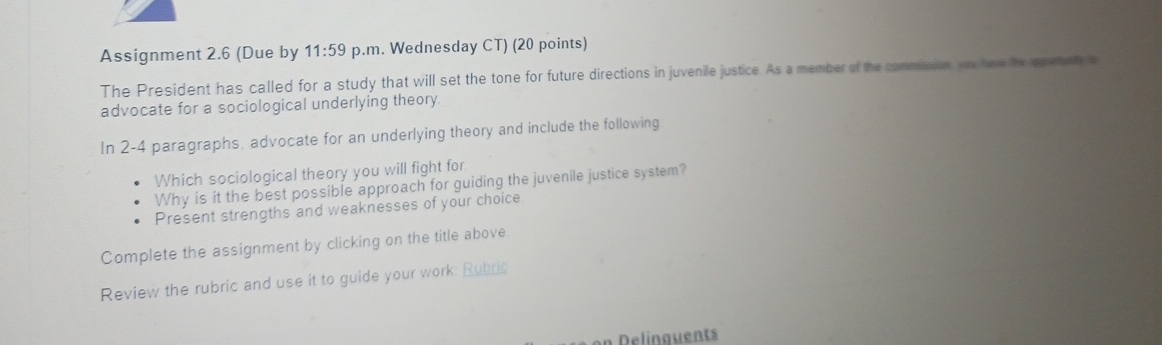 Solved Assignment 2.6 (Due by 11:59 ﻿p.m. ﻿Wednesday CT) (20 | Chegg.com