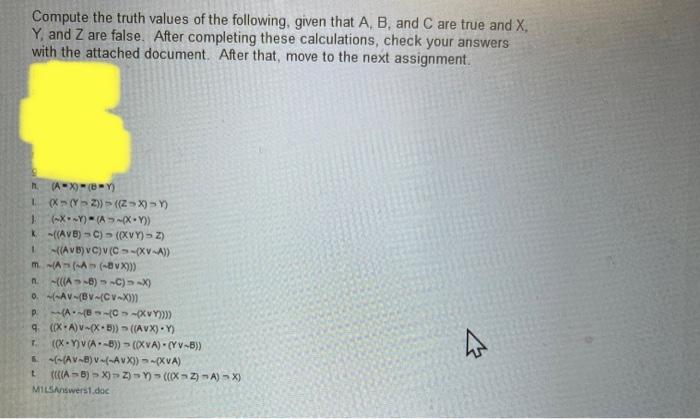 Compute the truth values of the following, given that | Chegg.com