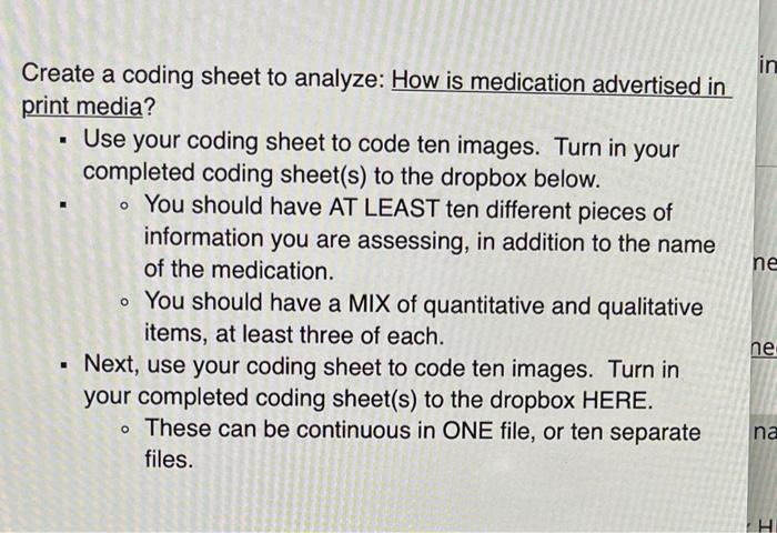 Create a coding sheet to analyze: How is medication | Chegg.com