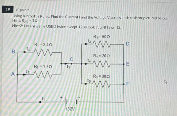 10 points Using Kirchoff's Rules, Find the Current I | Chegg.com