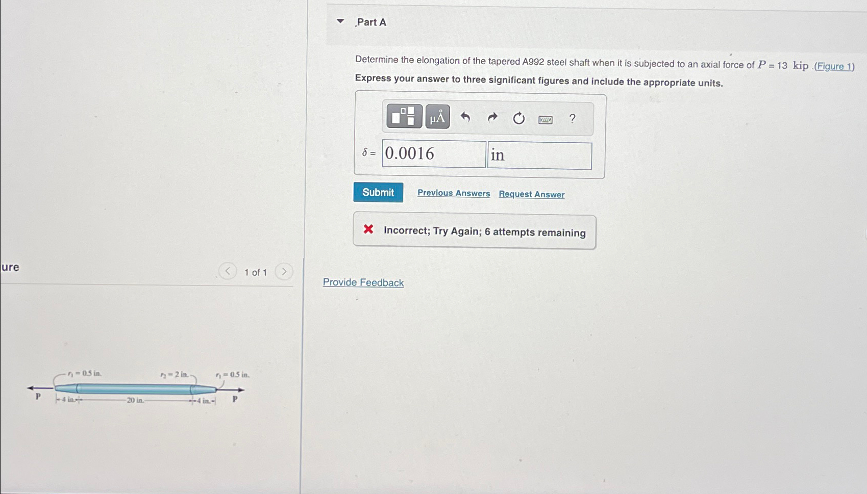 Solved Part ADetermine the elongation of the tapered A992 | Chegg.com