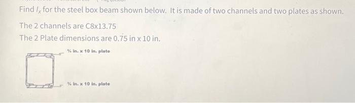 Solved Find Ix for the steel box beam shown below. It is | Chegg.com