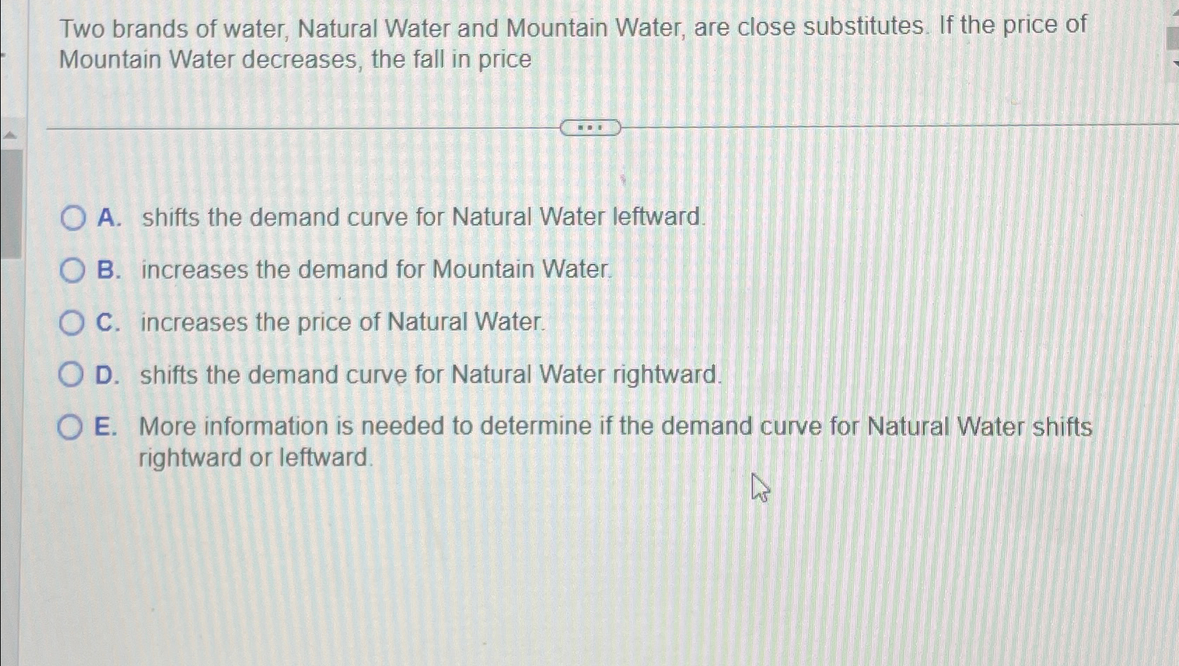 Solved Two brands of water, Natural Water and Mountain | Chegg.com