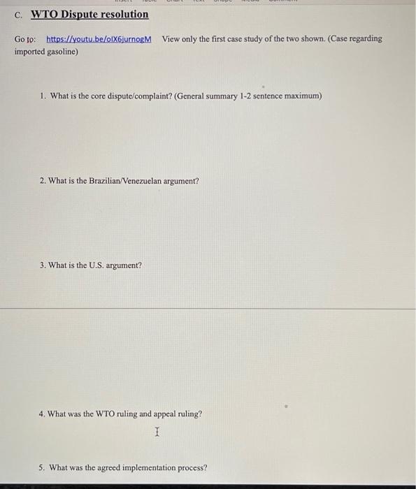 Solved c. WTO Dispute resolution Go to: | Chegg.com