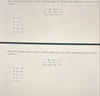 Solved Solve the following system of linear equations using | Chegg.com
