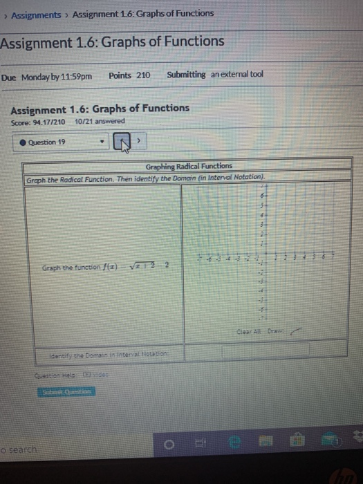 Solved > Assignments > Assignment 1.6: Graphs of Functions | Chegg.com