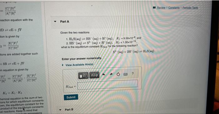 Solved ± Adding Equilibrium Reactions Learning Goal: To | Chegg.com