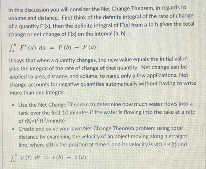 Solved In this discussion you will consider the Net Change | Chegg.com