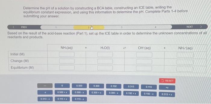 Solved Determine the pH of a solution by constructing a BCA | Chegg.com