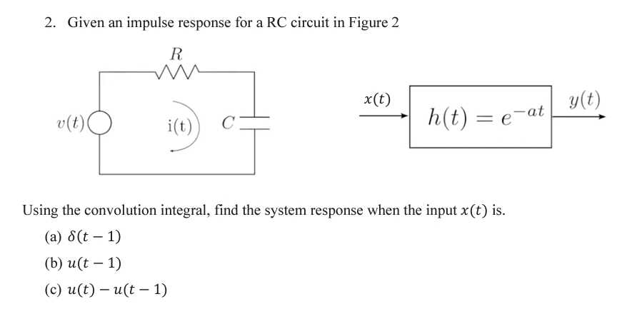Solved Given an impulse response for a RC ﻿circuit in Figure | Chegg.com