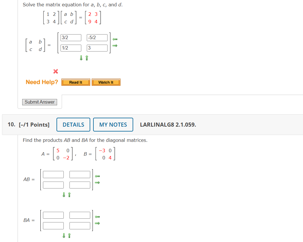 Solved Solve the matrix equation for a,b,c, ﻿and | Chegg.com