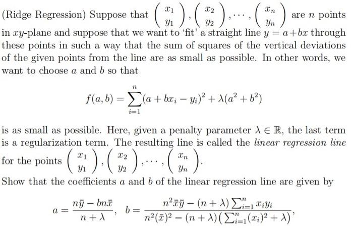 Solved (Ridge Regression) Suppose that | Chegg.com