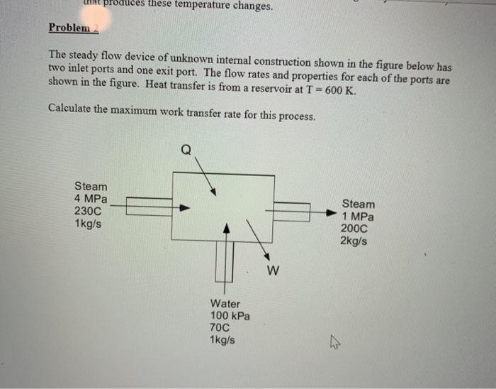 Solved Problem 2 The steady flow device of lnknown internal | Chegg.com