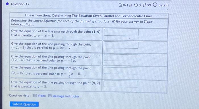 Solved Question 17 0/1 pt 0399 (i) Details Linear Functions, | Chegg.com