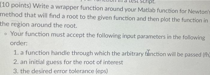 Solved d est script. (10 points) Write a wrapper function | Chegg.com