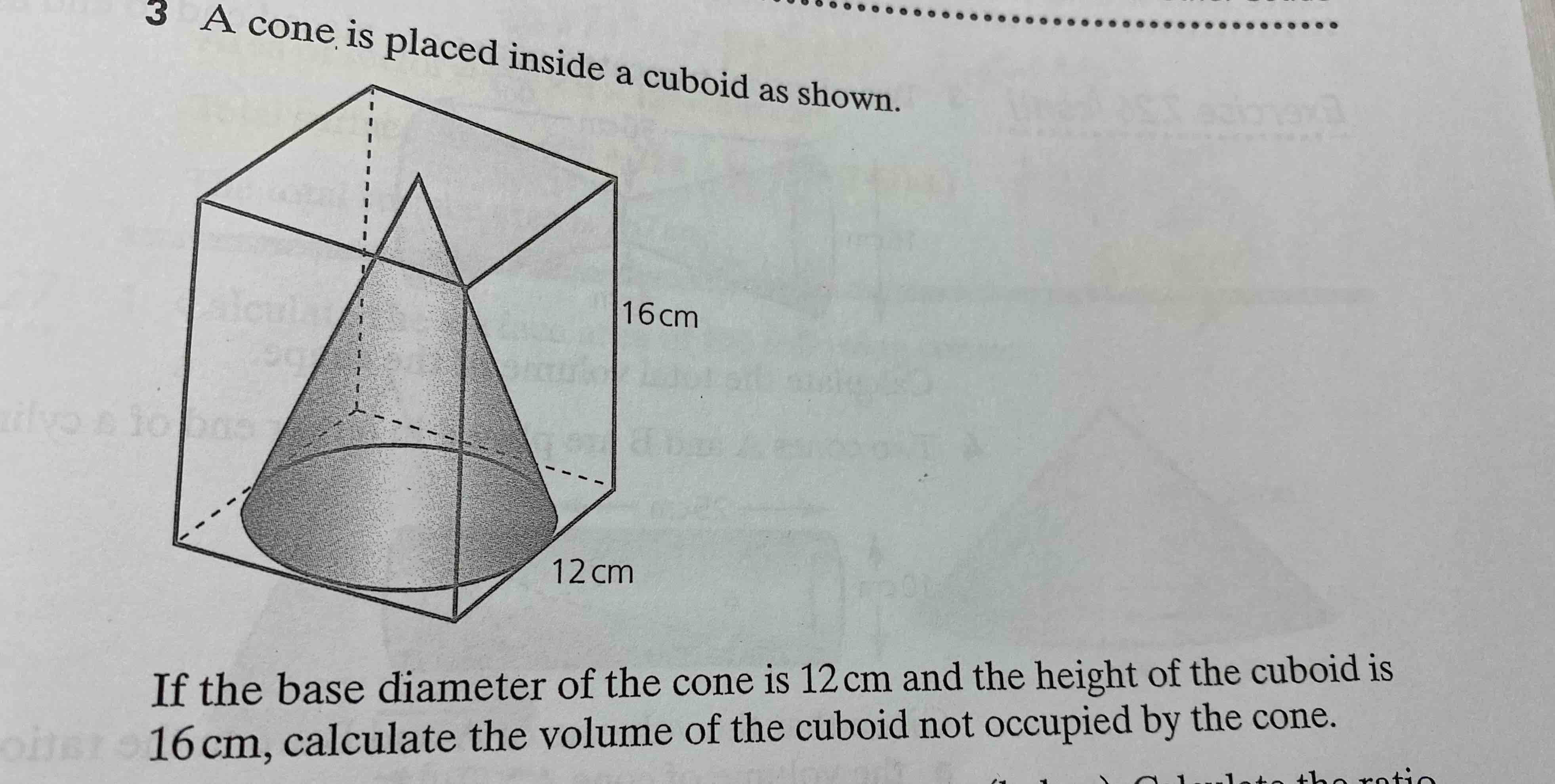 Solved 3 ﻿A cone is placed inside a dots, id as shown.If the | Chegg.com