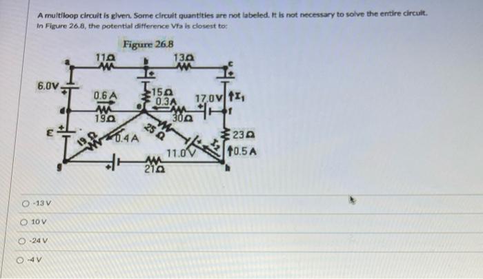 Solved A multiloop circuit is given. Some circuit quantities | Chegg.com