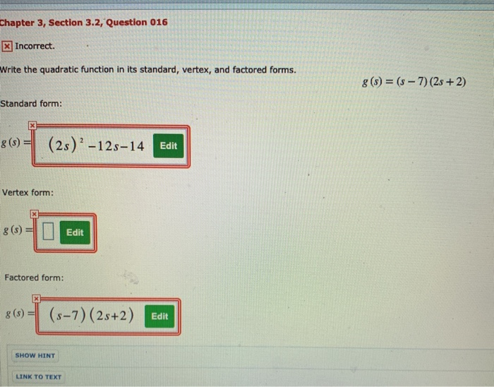 Solved Chapter 3, Section 3.2, Question 016 X Incorrect. | Chegg.com