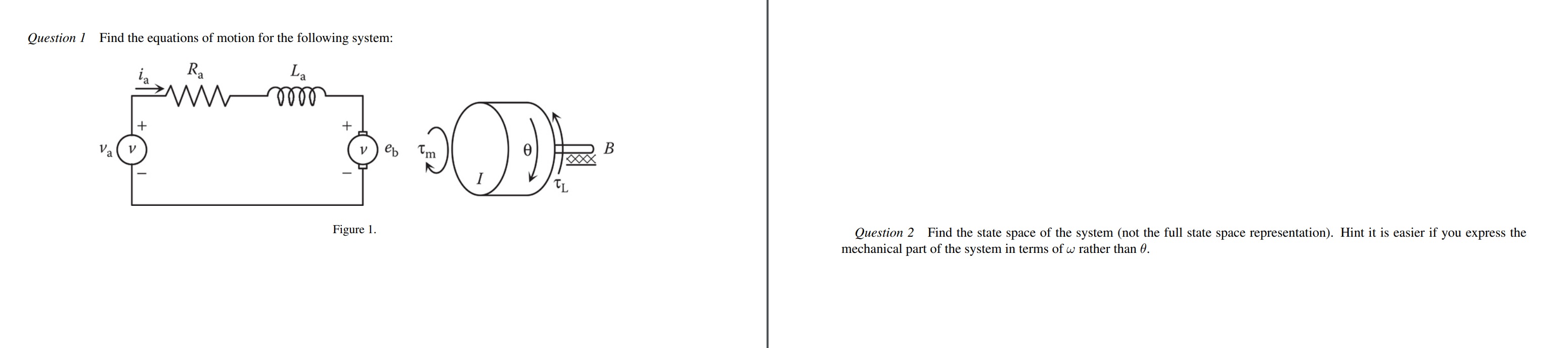 Solved Question 1 ﻿Find the equations of motion for the | Chegg.com