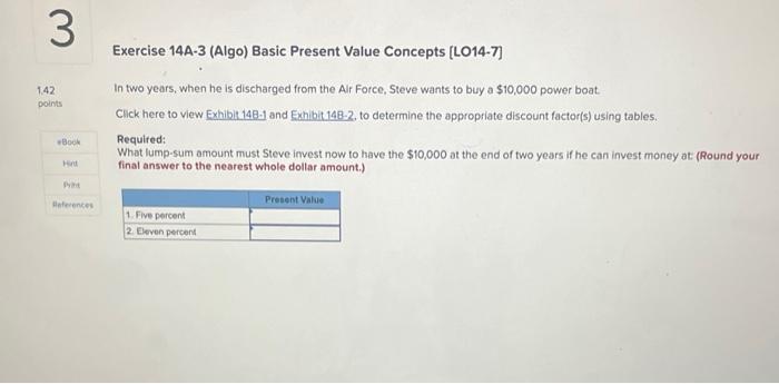 Exercise 14A-3 (Algo) Basic Present Value Concepts | Chegg.com