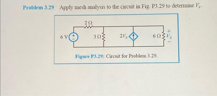 Solved Problem 3.29 Apply mesh analysis to the circuit in | Chegg.com