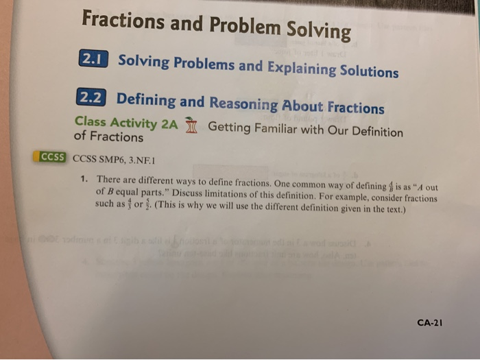 Fractions and Problem Solving 2.1 Solving Problems | Chegg.com