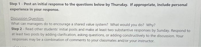 Solved Step 1 - Post an initial response to the questions | Chegg.com