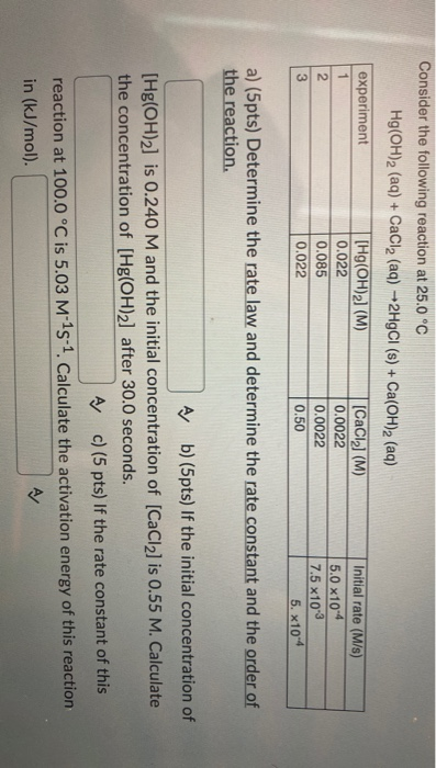 Solved Consider the following reaction at 25.0°C Hg(OH)2 | Chegg.com