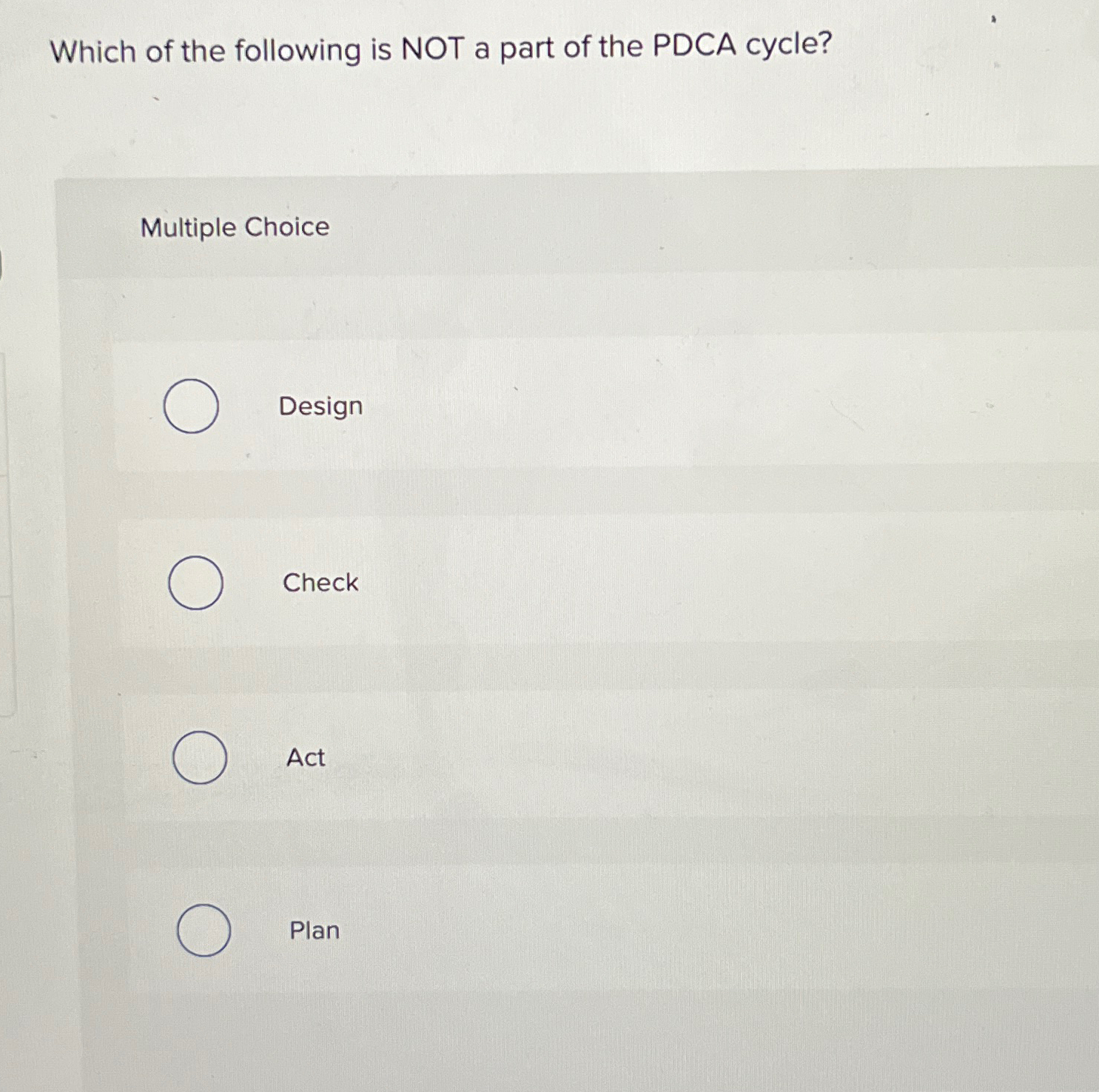 Solved Which of the following is NOT a part of the PDCA | Chegg.com