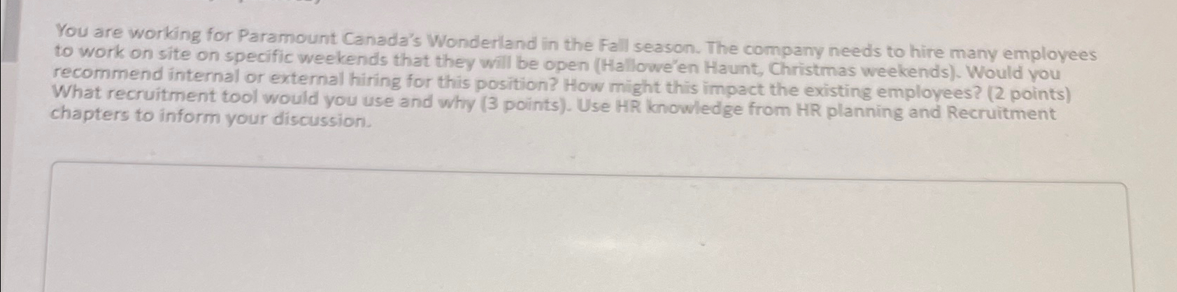 Solved You are working for Paramount Canada's Wonderland in | Chegg.com